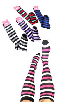 24 pares Meias Longas coloridas listradas até o joelho - Blook - Meia ...