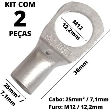 2un Terminal de Compressão Para Cabo de 25mm² Furo M12 SC25-12 - C&B ...