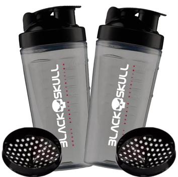 2x Coqueteleira Shakeira Black Skull 800ml Fumê Garrafa para Tomar ...