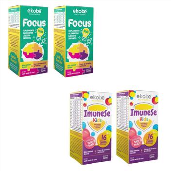 2x Focus Kids + 2x Imunese Kids- 16 Vitaminas - Ekobé - Multivitamínico ...