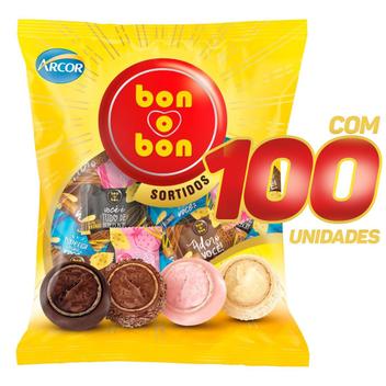 2x Pacote Bombom Bonobon Arcor Recheio Sabores Chocolate Sobremesa ...