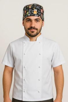 2X Roupa Chef De Cozinha Dolmã Masculino Manga Curta Oxford - Avental ...