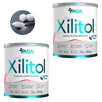 2x Xilitol Suplemento Diético Adoçante Pó Puro 600g Cristal Natural Sem ...