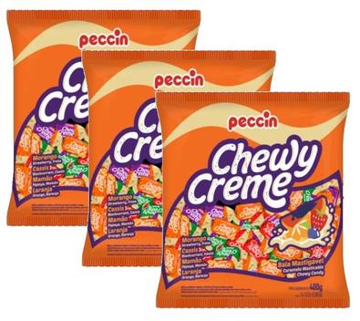 3 Bala Sortidas Chewy Creme Mastigável Pacote Peccin 600g - Balas ...
