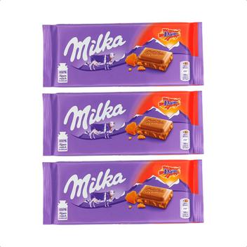 3 barras de chocolate milka com pedaços de caramelo salgado - Chocolate ...