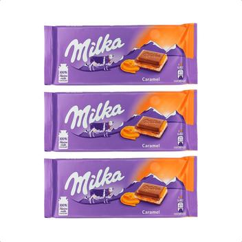 3 barras de chocolate milka com recheio de creme e caramelo - Chocolate ...
