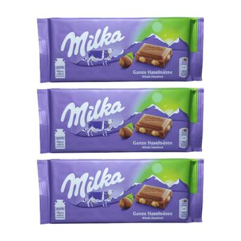 3 barras de chocolate milka importado com avelâs inteiras - Chocolate ...
