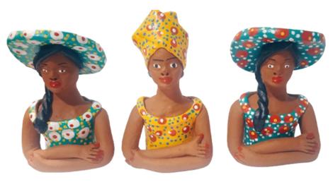 3 Bonecas De Barro Baiana Namoradeira 10 Cm - Decoração - ARTESANAL ...