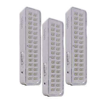 3 Luminárias de Emergência Bivolt Bateria Recarregável Elgin ...