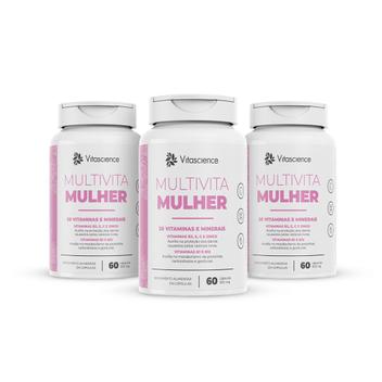 3 Multivita Women Nutrientes pra Mulher - Vitascience - Multivitamínico ...