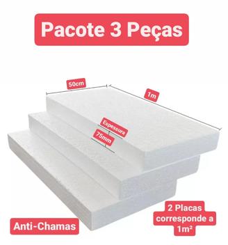 3 placas de isopor eps anti-chamas espessura75mm, tamanho 100 x 50cm - ISOBIZ - Placa de Isopor ...