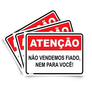 3 Placas De Sinalização Comercio Nao Vendo Fiado 25x18cm - Placa forte ...