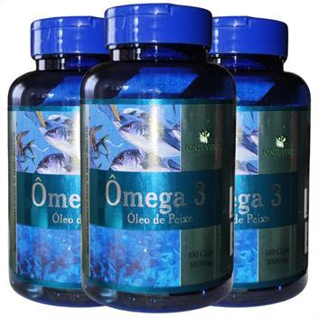 3 Potes Ômega 3 Concentrado Kit 300 Cáps - Fonte Verde - Vitaminas A-Z ...