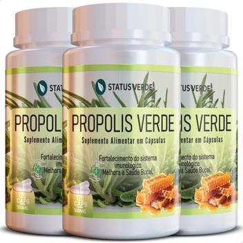 3 Potes Própolis Verde Puro Natural Kit 360 Cáps - Suplemento Natural ...