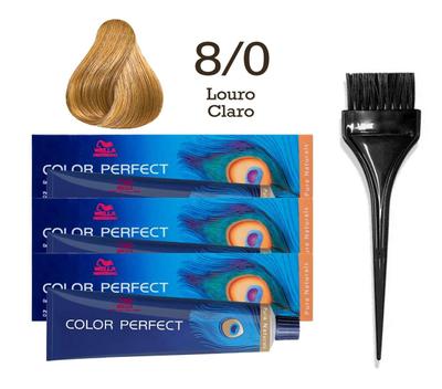 3 Unidades Coloração Color Perfect 8/0 Louro Claro Wella - Wella ...