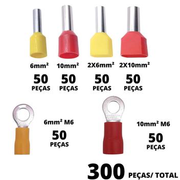 300un Terminal Tubular Ilhós Simples, Duplo e Olhal 6-10mm² - C&B ...