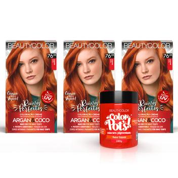 3un. Coloração Kit Beautycolor 76.44 + Color Pots Ruivo Vale - Tinta de ...