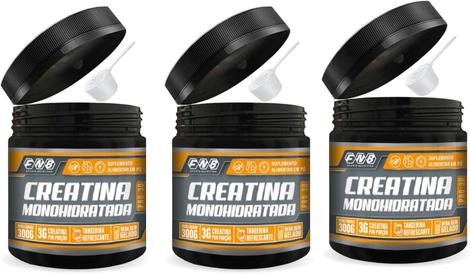 3x Creatina Monohidratada 300g Sabor Tangerina FNB Sport Nutrition ...