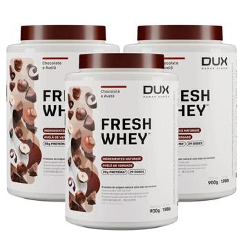 3x Fresh Whey Dux Chocolate Belga E Avelã 900g - Whey Protein ...