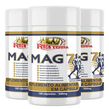 3x Magnesio 7 em 1 500mg 360cps Mag 7 Dimalato Sulfato Cloreto Taurato ...