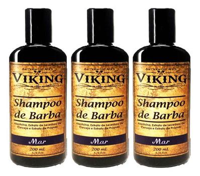 3x Shampoo de Barba Linha Mar Viking 200ml - Shampoo para Barba ...