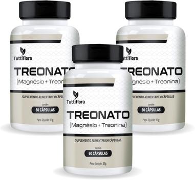 3x Treonato (Magnésio + Treonina) 60 Caps Tuttiflora - Cloreto de Magnésio / Magnésio Dimalato ...