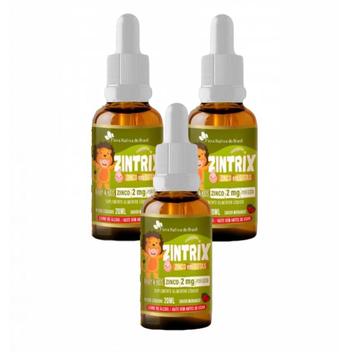 3x Zintrix Zinco Em Gotas Kids- 20ml- Flora Nativa- Morango - Flora ...