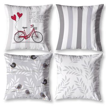 4 Almofadas Cheias Sala 40Cm X 40Cm Estampadas Bike Branco - Enxoval Vip - Almofada Decorativa ...