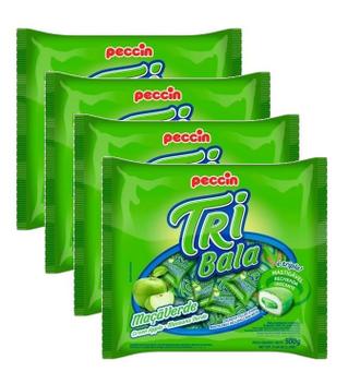 4 Bala Recheada Peccin TriBala Sabor Maça Verde Saco 500g - Balas ...