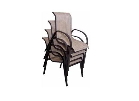 4 Cadeiras Lótus De Alumínio Empilháveis Tela Sling Jardim - Sarah ...