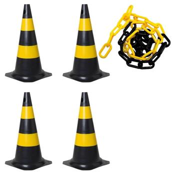 4 Cone De Sinalização 75Cm Mais 20 Corrente Plastica Grande - Kteli ...