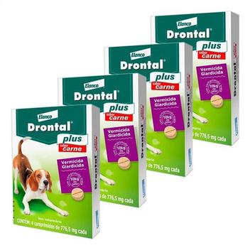 4 Drontal Plus Carne Cães 10kg Vermifugo 4 Comprimidos Bayer - Elanco ...