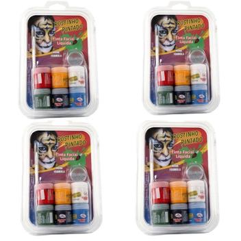 4 kits Tinta liquida para Pintura Facial - Rostinho Pintado - Tinta ...