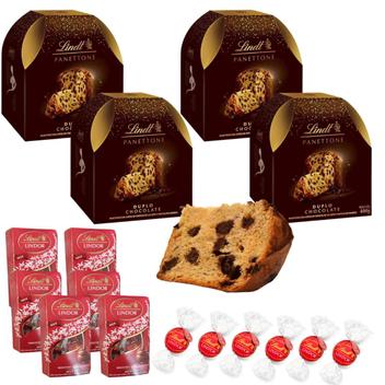 4 Panettones Duplo Chocolate Importado Lindt + Kit Trufas - Panetone ...