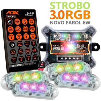4 Strobo AJK 3.0 RGB Rítmico Farol 6W Farol Forte Novo - Strobo ...