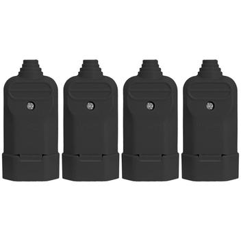 4 Tomada Plug Fêmea Prensa Cabo 2 Pinos Finos 10A Preta - Margirius ...