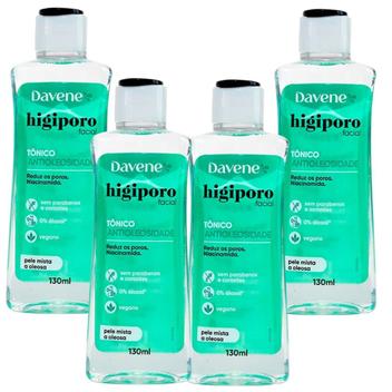 4 Tonico Higiporo Antioleosidade Pele Mista a Oleosa Davene ...