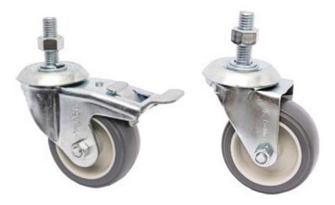 (4pçs) Rodizio Girat. Rosca 3pol. R312 Bp Pvc Anti Risco (2 Com Freio ...