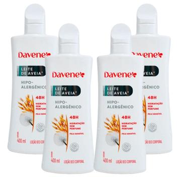 4UN Hidratante Leite Aveia Hipoalergenico 400ml Davene - Cuidados com o ...
