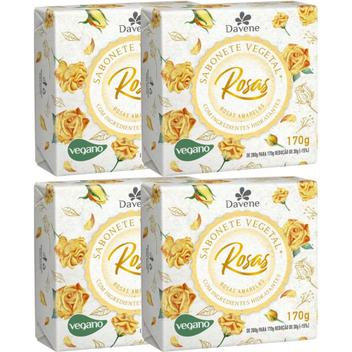 4UN Sabonete Vegetal Rosas Amarelas 170G Davene - Sabonete - Magazine Luiza