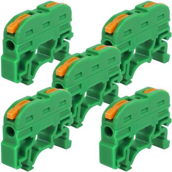 5 Conector Emenda Verde Tipo Alavanca 1 Polo Inline Para Trilho Din 32a - Sibratec - Conectores ...