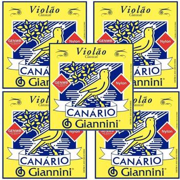 5 Encordoamentos Giannini para violão Canário Náilon GENWB - Giannini ...