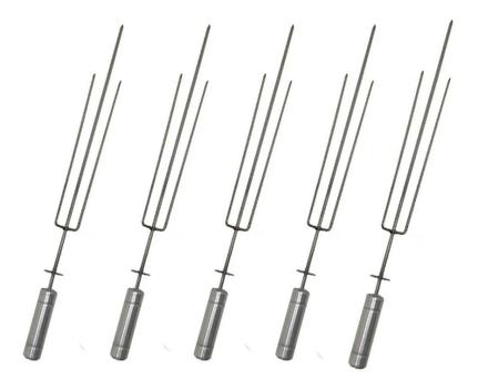 5 Espetos Tridente Inox Com Engrenagem Para Grill Giratória - Brasa ...