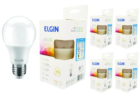 5 Lâmpada de Led 9w A60 Bivolt E27 Branco Quente 3000k - Elgin ...