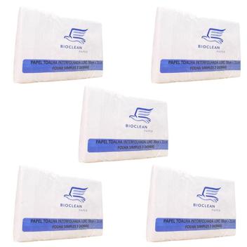 5 Pacotes Papel Toalha Interfolhado 20 X 21 Cm Pacote 1000 - Bioclean ...