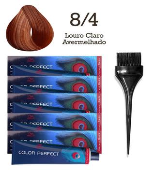 5 Unidades Coloração Color Perfect 8/4 Louro Claro Avermelhado Wella ...