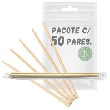 50 pares de hashi de bambu redondo embalado premium - 123BOX - Hashi ...