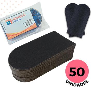 50 Refil Lixas Adesivas para Pés Pedicure Descartável Preta Base reta ...