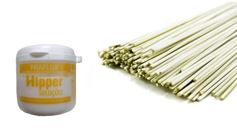 50 Varetas Solda Foscoper Com Banho Prata 1,6mm + Fluxo 100g - Hipper ...