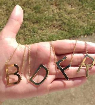 6 Colares Pingente Inicial Letra Chapa A Sua Escolha Folheado A Ouro ...